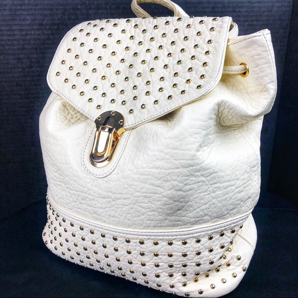 Bags | Newstunning Ivory Gold Studded Premium Backpack | Poshmark